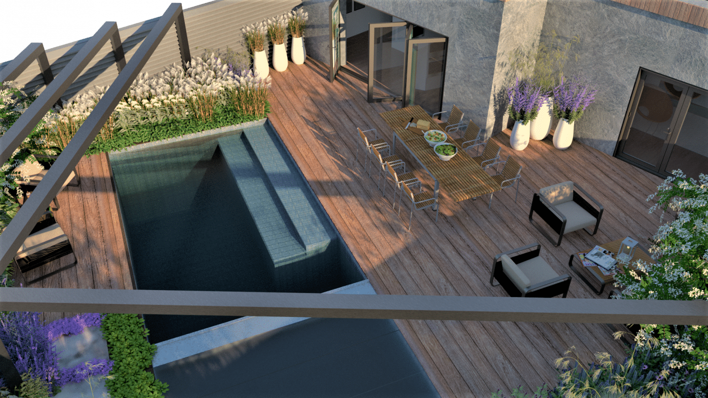 New-build Contemporary Garden with Glass Walkway, Chelmsford, Essex