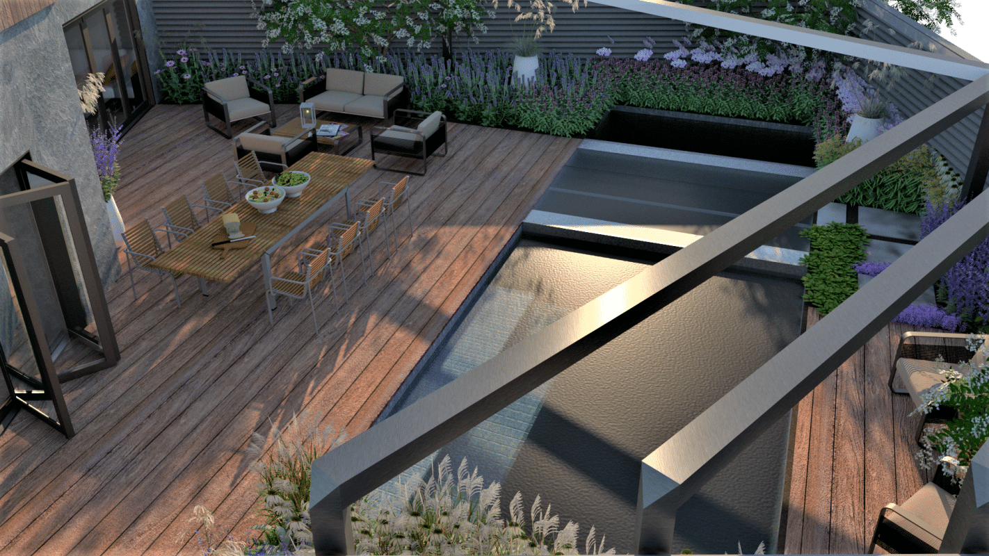 New-build Contemporary Garden with Glass Walkway, Chelmsford, Essex