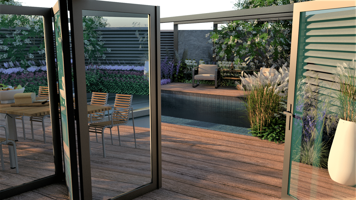 New-build Contemporary Garden with Glass Walkway, Chelmsford, Essex